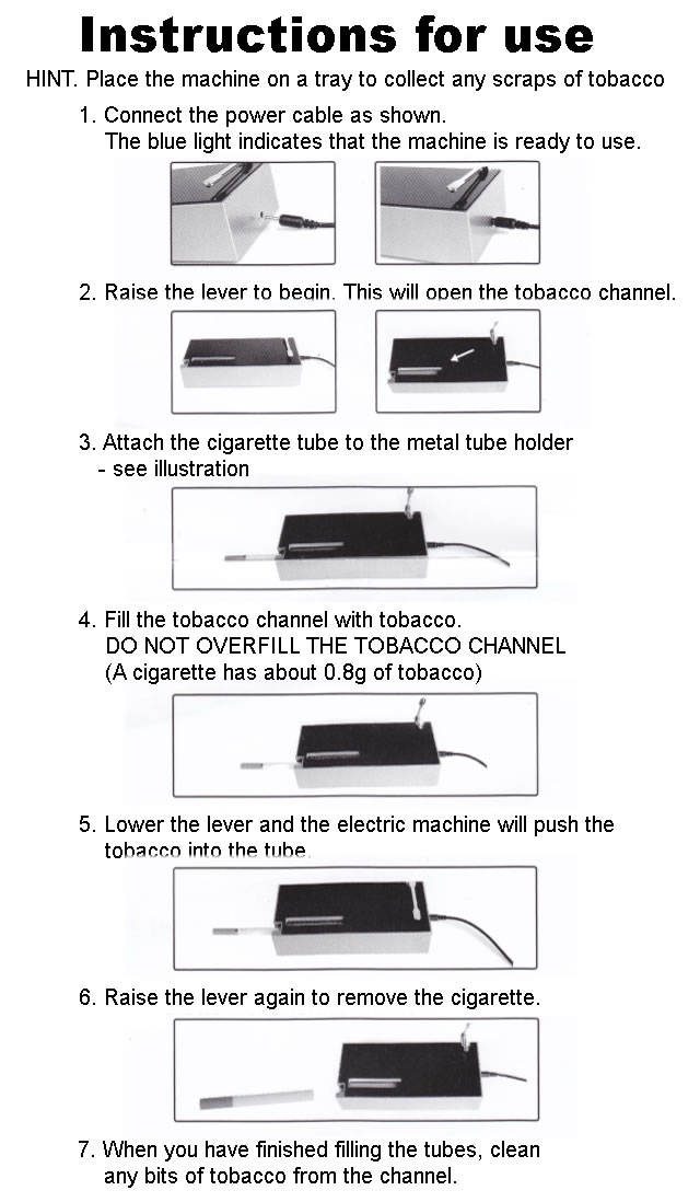 Roll your own cigarettes_Tube filling Machine_instructions